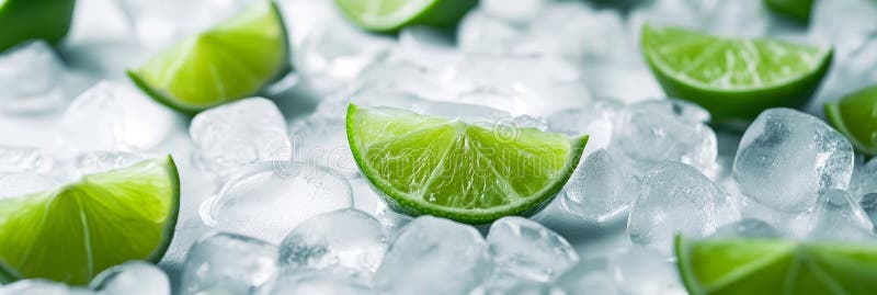 Closeup Shot of Lime Wedges on a Bed of Ice Symbolizing Freshness ...