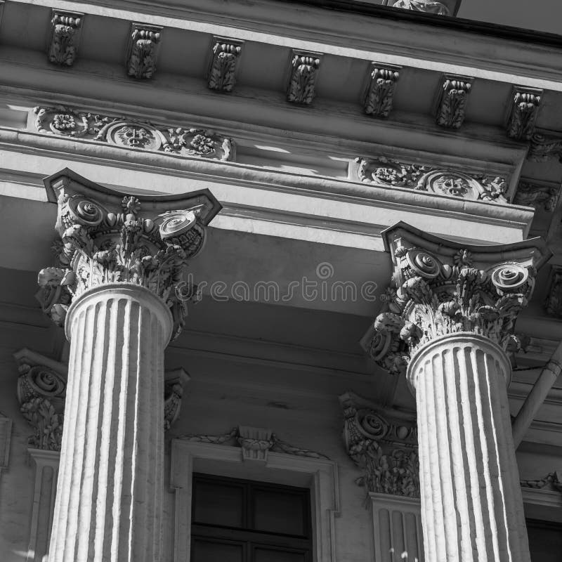 Close-up Shot of a Line of Greek-style Columns Stock Image - Image of ...