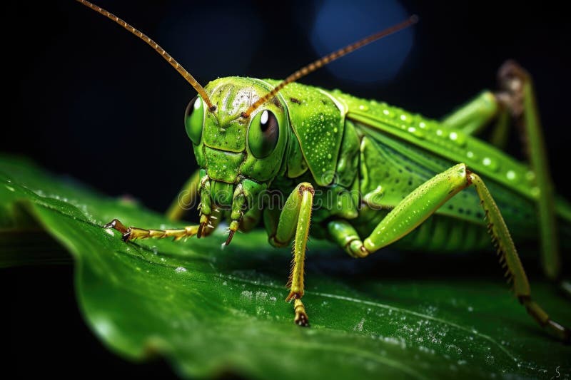 Close-up Shot of a Locust Eating a Leaf Stock Photo - Image of nature ...