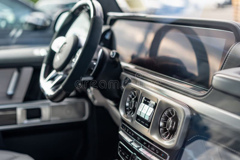 Close-up Shot of a Luxury Modern Car Interior Stock Image - Image of ...