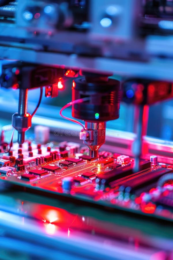 A Close-up Shot of a Machine S Control Panel Featuring a Bright Red ...
