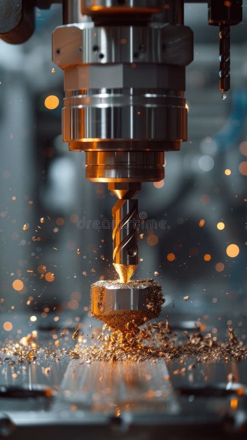 Machine Cutting Metal with Drill Bit Stock Image - Image of workpiece ...