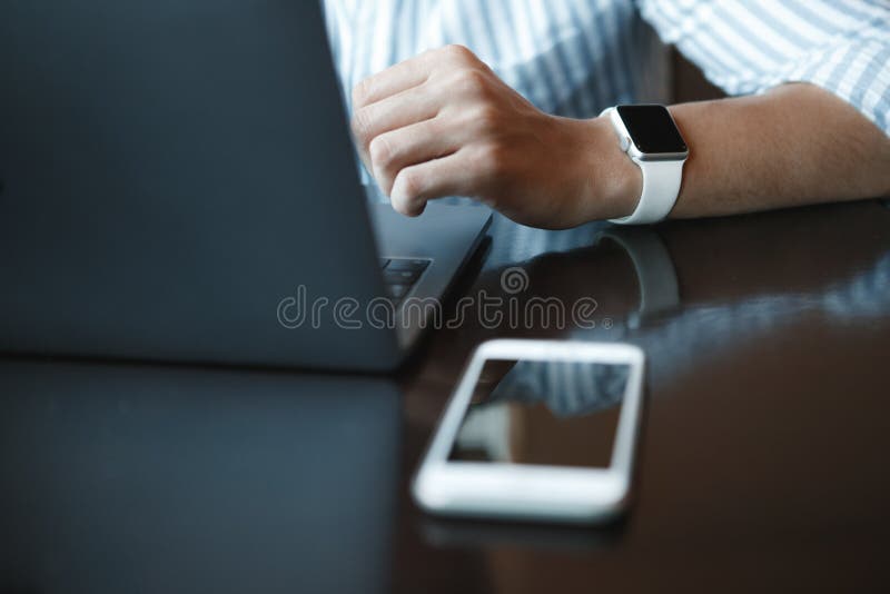 Close-up Shot of Male Code Developer Hands Typing, Working Behind ...