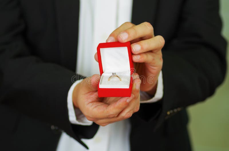 Close Up Shot of Man Holding Ring Box Stock Photo - Image of jewel ...