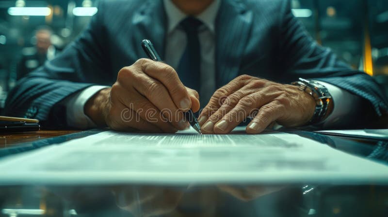 Close-up Shot of a Man Signing a Document Stock Image - Image of legal ...