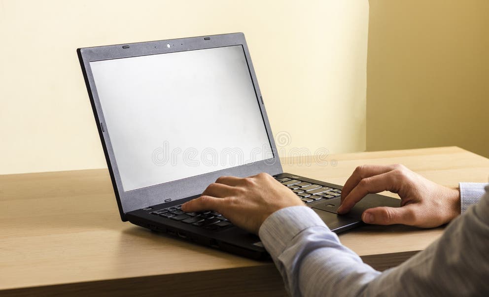 Close Up Shot of a Man Working on Computer. Technology Stock Photo ...