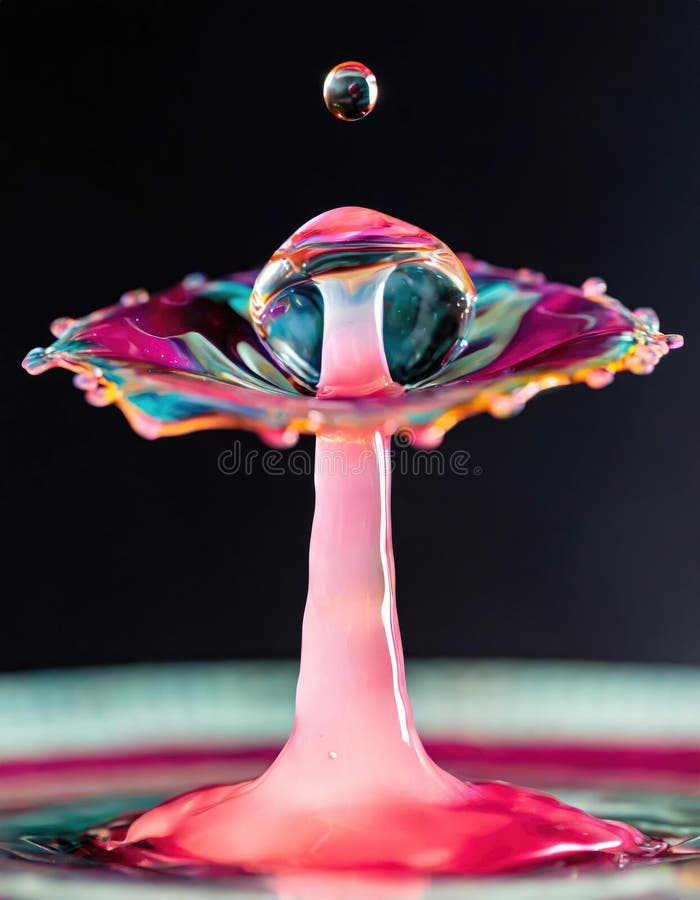 Mesmerizing Colliding Droplets Creating Beautiful Visual Impact Stock ...