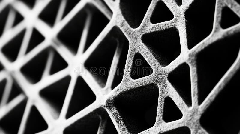A Close-up Shot of a Metal Lattice Structure in Black and White ...