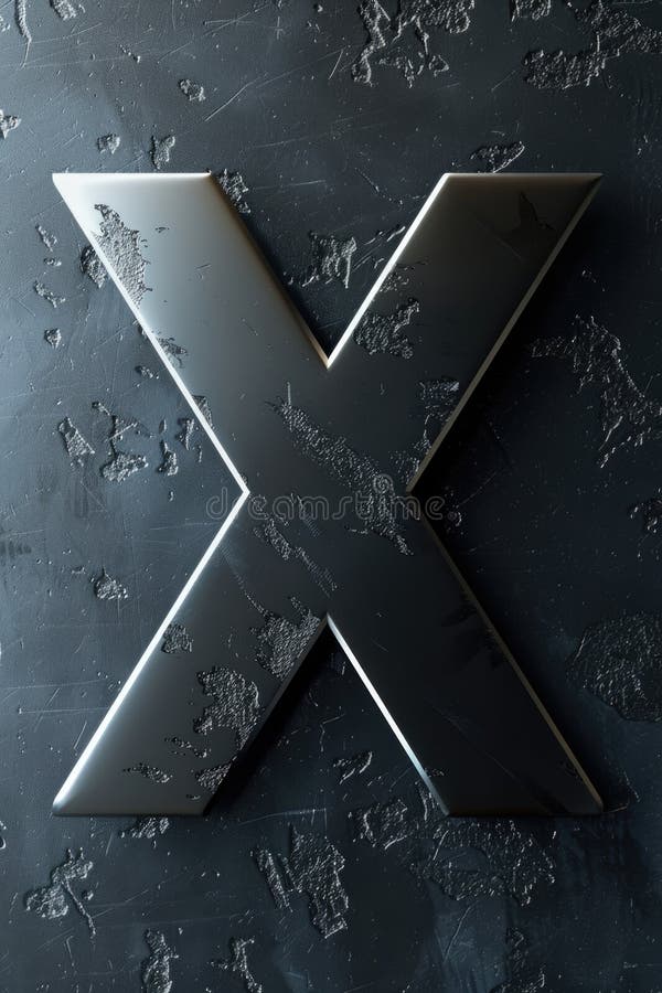 A Close-up Shot of a Metal Letter X on a Dark, Black Background Stock ...