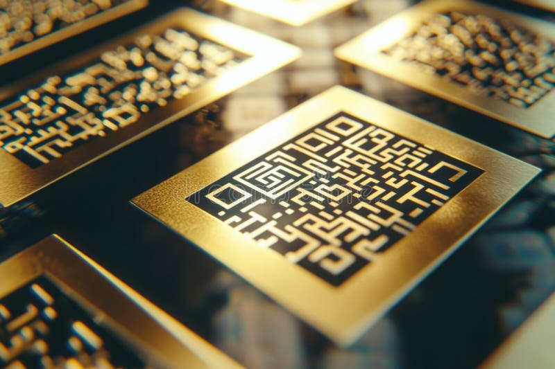 A Close-up Shot of a Metal Plate Featuring a QR Code Stock Photo ...