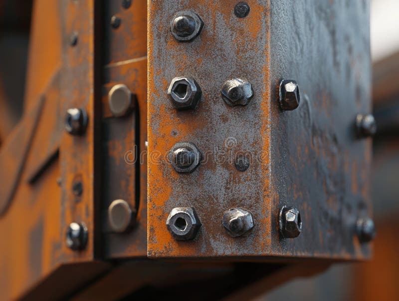 Close-up Shot of a Metal Structure Featuring Bolts and Nuts Stock Photo ...