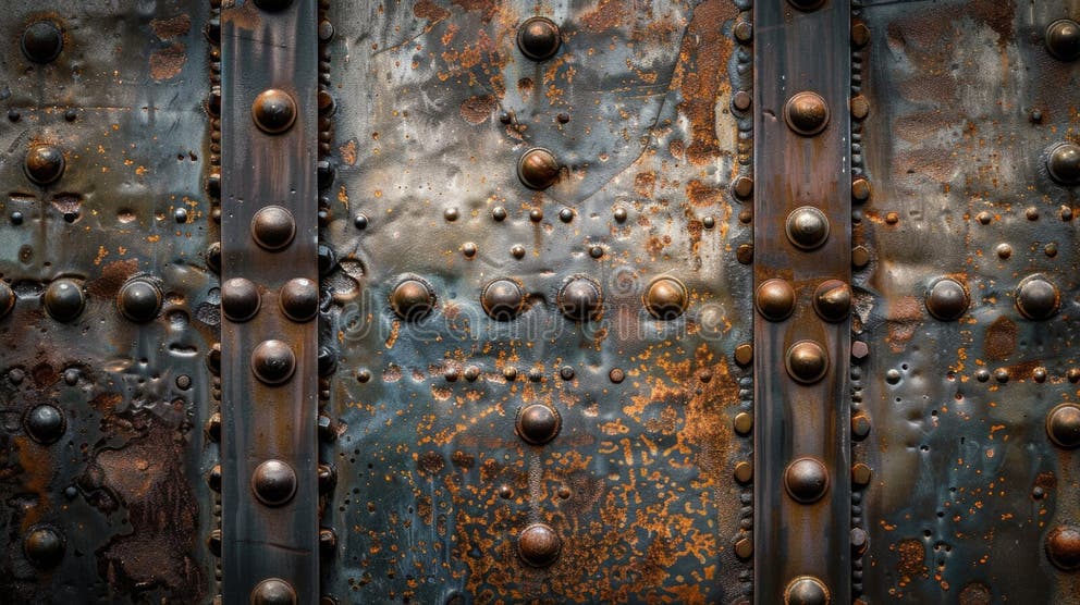 Close-up Shot of a Metal Surface with Visible Rivets Stock Photo ...