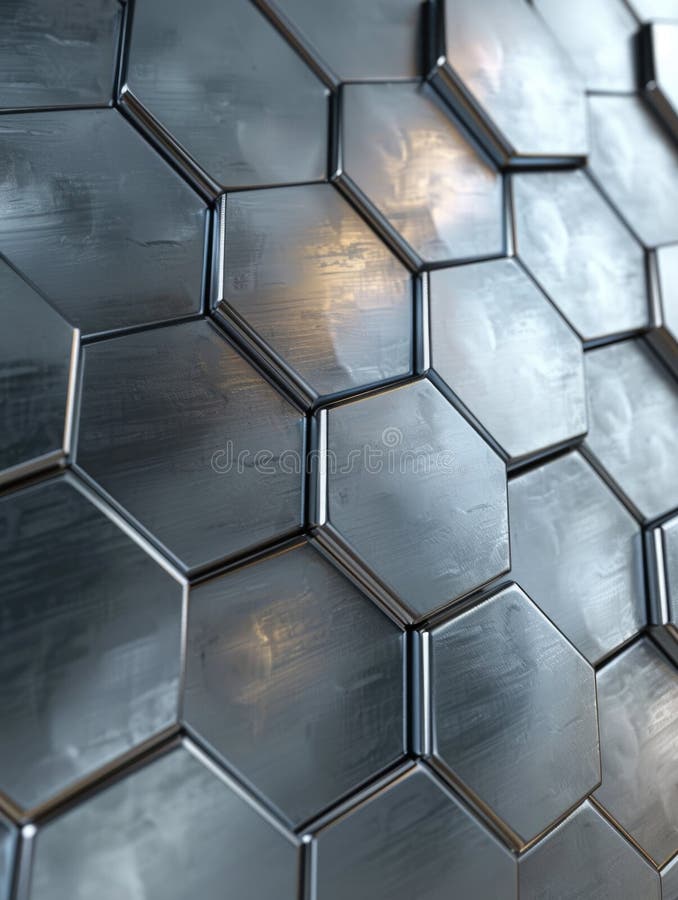 Hexagonal Metal Wall Pattern Stock Illustration - Illustration of ...