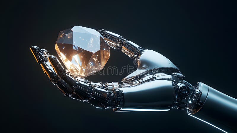 Robotic Hand Holding a Diamond AI Technology Luxury Future AI Generated ...