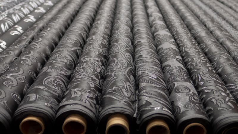 Close Up Shot of Metallic Texture Decor Rolls. Stock Photo - Image of ...