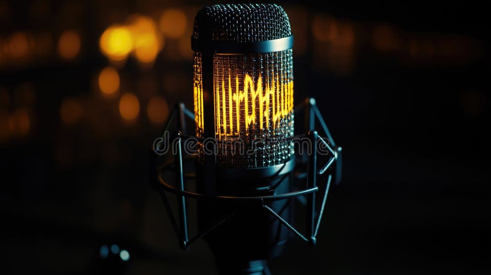 Microphone with Yellow Light Stock Photo - Image of light, microphone ...
