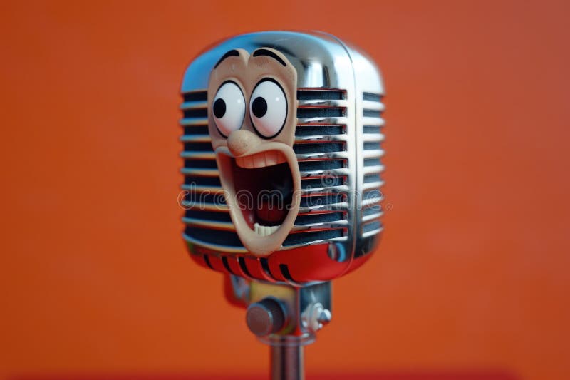 A Close-up Shot of a Microphone with a Face Printed on Its Surface ...