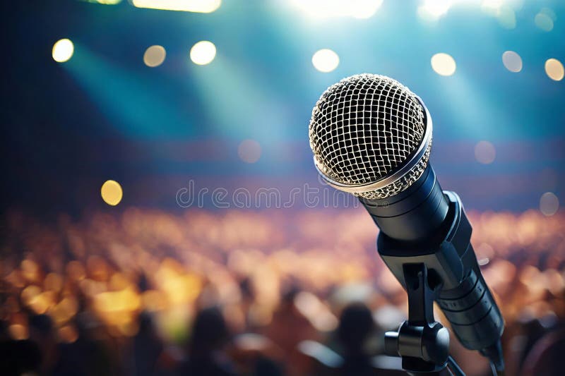 Close-up Shot of the Microphone on a Stand Stock Illustration ...