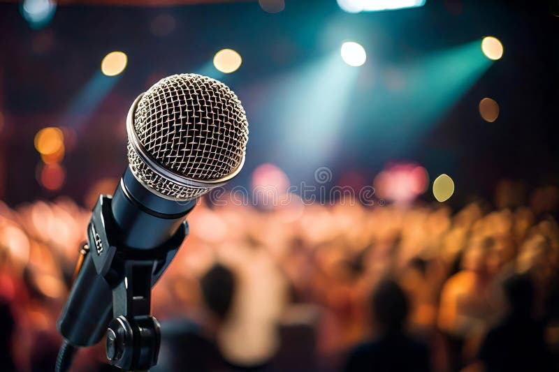 Close-up Shot of the Microphone on a Stand Stock Illustration ...