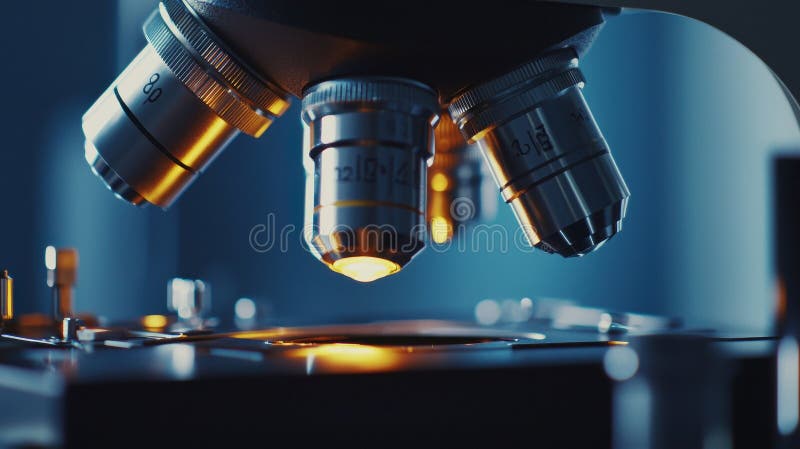 Close-up Shot of a Microscope Being Used in a Laboratory, Highlighting ...