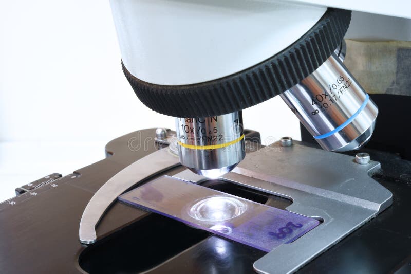 Close Up Shot of Microscope at the Blood Laboratory Stock Image - Image ...