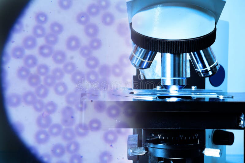 Close Up Shot of Microscope at the Blood Laboratory Stock Photo - Image ...