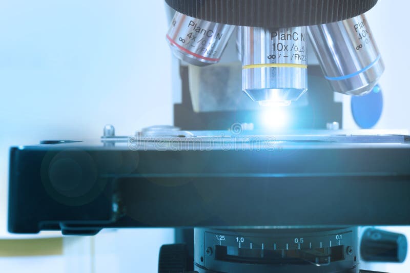 Close Up Shot of Microscope at the Blood Laboratory Stock Photo - Image ...