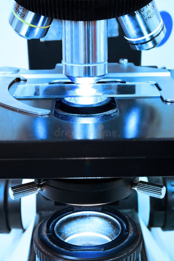 Close Up Shot of Microscope at the Blood Laboratory Stock Photo - Image ...