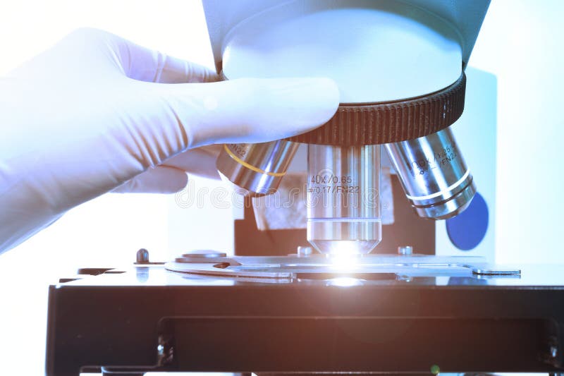 Close Up Shot of Microscope at the Blood Laboratory Stock Image - Image ...