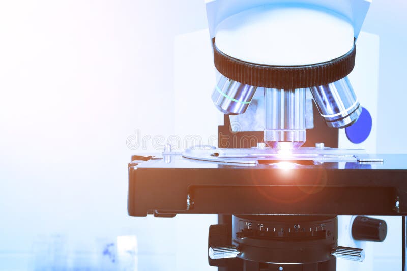 Close Up Shot of Microscope at the Blood Laboratory Stock Image - Image ...