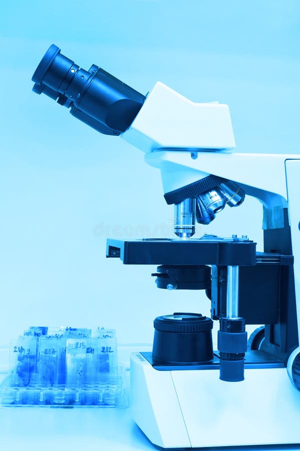 Close Up Shot of Microscope at the Blood Laboratory Stock Photo - Image ...