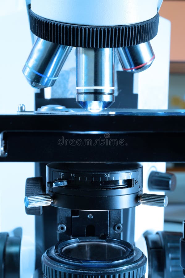 Close Up Shot of Microscope at the Blood Laboratory Stock Photo - Image ...