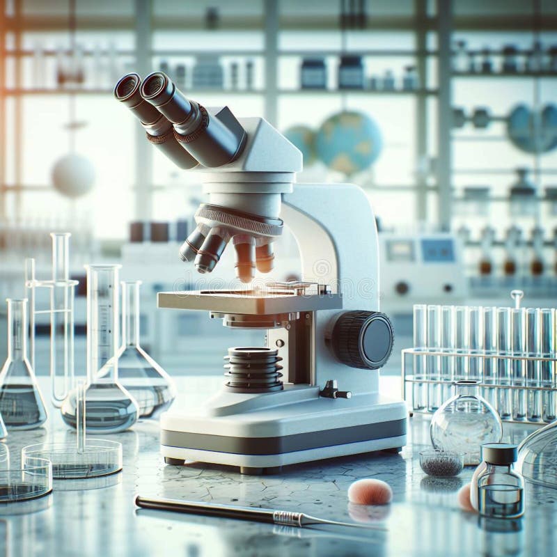 A Close-up Shot of a Microscope in a Laboratory Setting. the Microscope ...