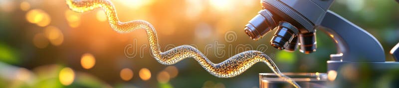 Close-up of Microscope in a Biohacker S Lab with Molecular Structures Visible Stock Illustration ...