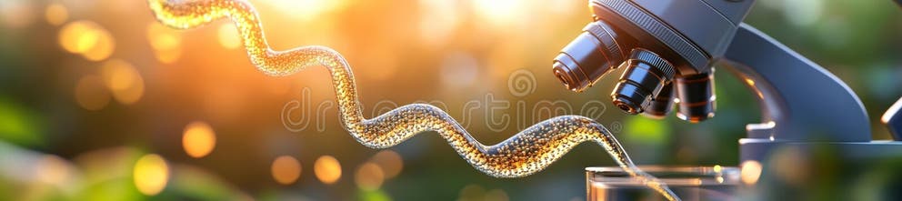 Close-up of Microscope in a Biohacker S Lab with Molecular Structures Visible Stock Illustration ...