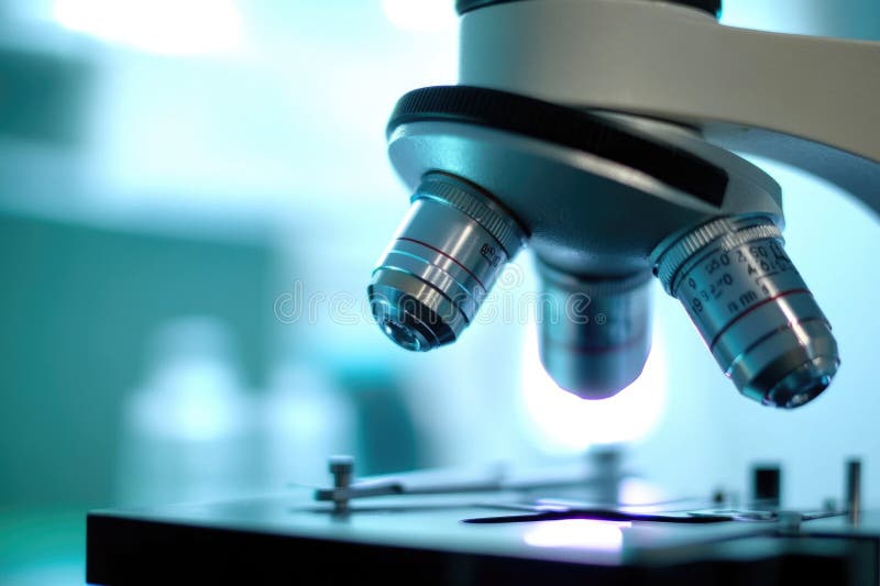 A Close-up Shot of a Microscope Sitting on a Table, Ready for Use Stock ...