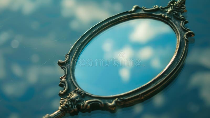 Reflection of Sky in Close-Up Mirror Stock Image - Image of detail ...
