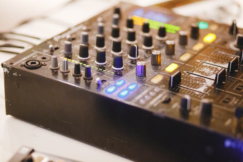 Close Up Shot of a Mixer Desk with Many Buttons Stock Image - Image of ...