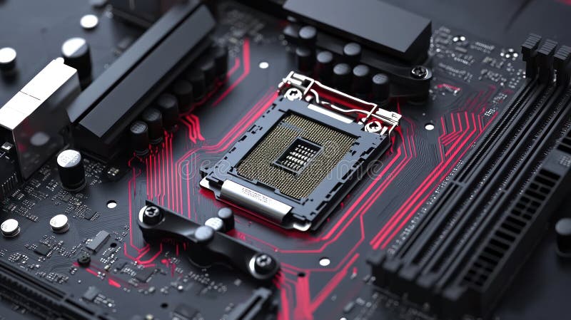 Modern Computer Motherboard Cpu Socket Close Up Stock Illustration ...