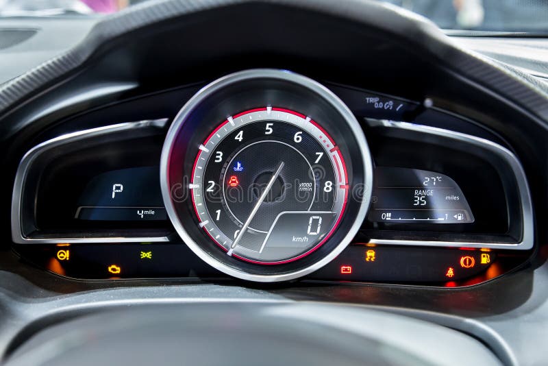 Close Up Shot of Modern Speedometer in a Car. Stock Photo - Image of ...