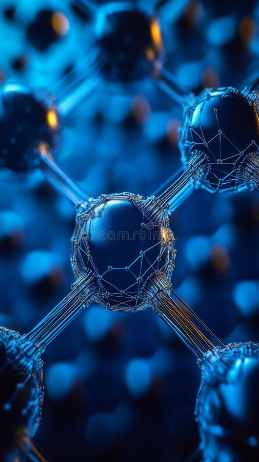 A Close-up Shot of a Molecular Structure Featuring Glowing Blue ...