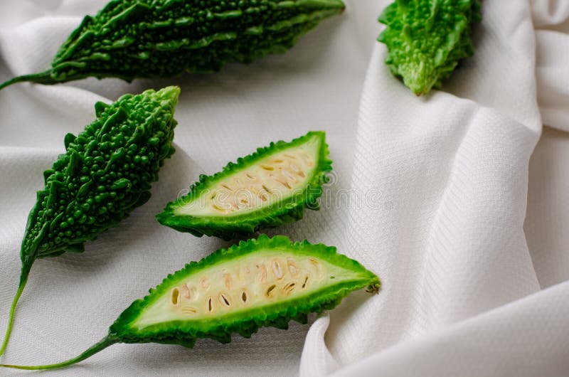 Close Up Shot of Momordica Fruit or Bitter Squash on White Background ...