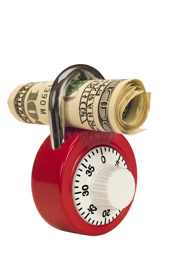 Money and lock on white stock photo. Image of locked - 29952094