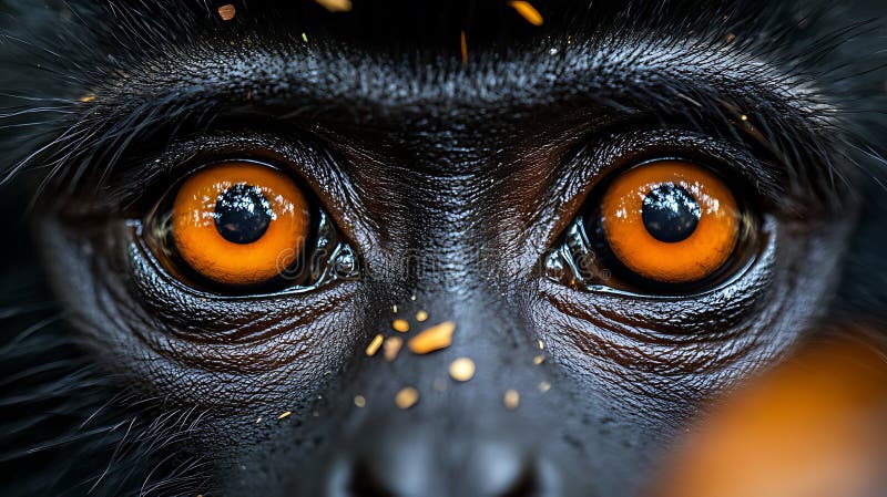 A Close-up Shot of a Monkey S Bright Orange Eyes Stock Illustration ...