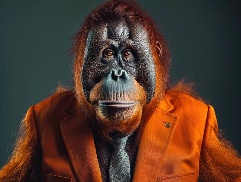 Monkey in Suit stock photo. Image of behavior, primates - 375655664