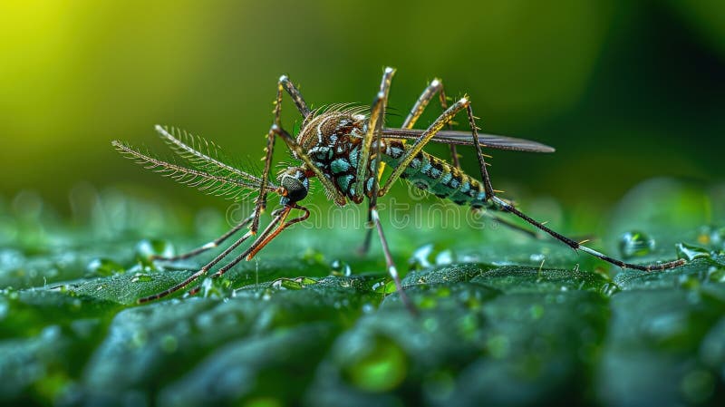 A Close-up Shot of a Mosquito Resting on a Leaf Stock Image - Image of ...