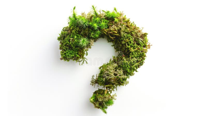 A Close-up Shot of a Moss-covered Question Mark on a White Surface ...