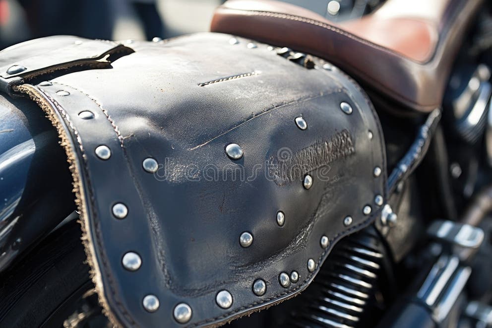 Close-up Shot of a Motorcycle with Visible Rivets Stock Image - Image ...