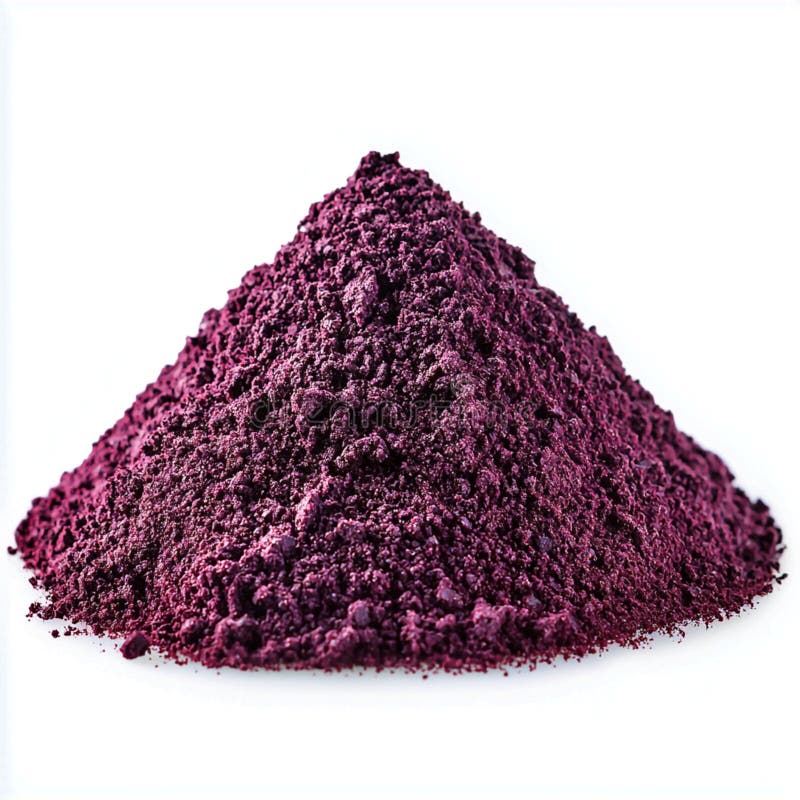 Close Up of a Mound of Dark Purple Powder Against a Plain White ...