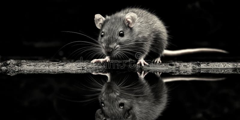 A Close-up Shot of a Mouse in Monochrome Tones Stock Photo - Image of ...